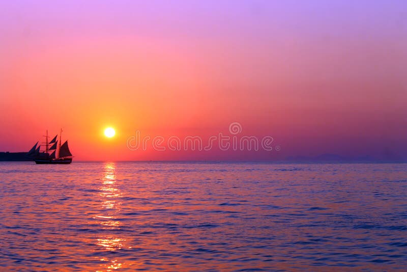 Purple vessel sunset stock photo. Image of summer, water - 34770752