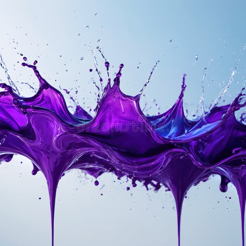 Purple Vibrant Dynamic Fluid Pour and Splash Stock Illustration ...