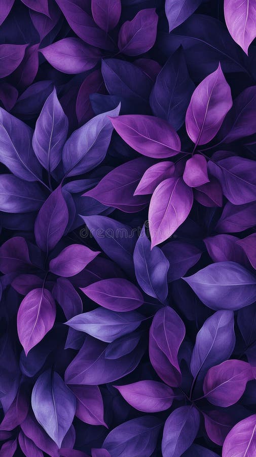Purple and Violet Leaves Pattern, Abstract Botanical Wallpaper. Nature ...