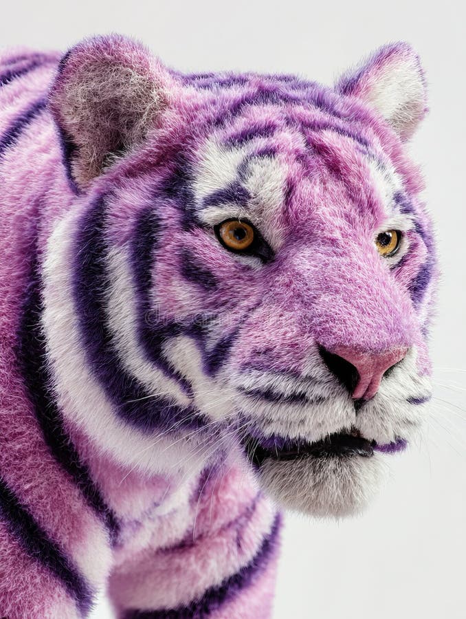 Purple Violet Tiger Walking White Background Stock Photos - Free ...