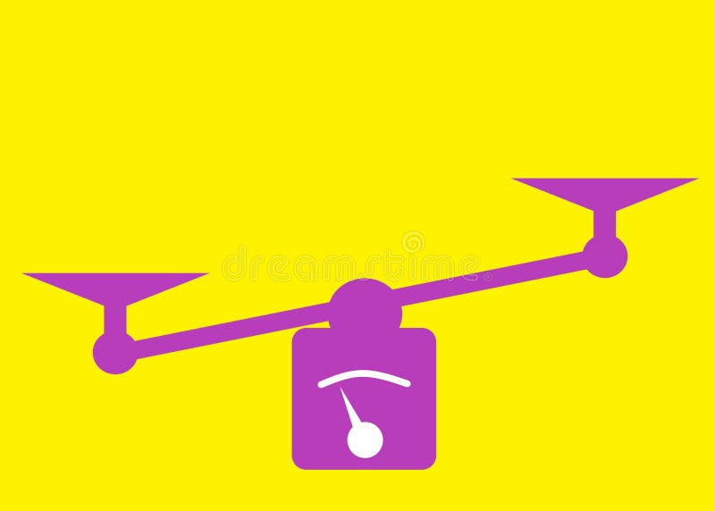 A Purple Violet Weight Scale Machine with Bright Yellow Backdrop Stock ...