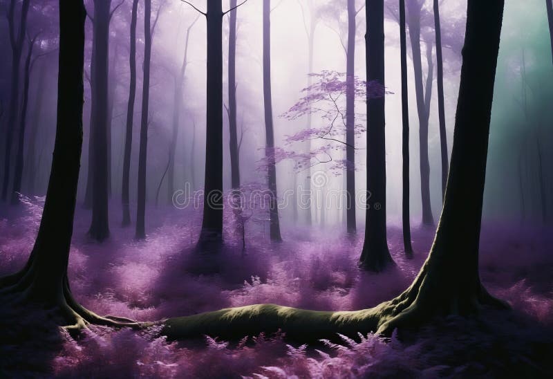 Purple, Violet Woods, Forest Background Stock Illustration ...