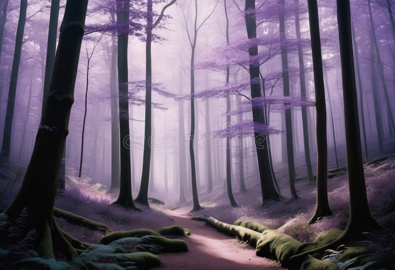 Purple, Violet Woods, Forest Background Stock Illustration ...