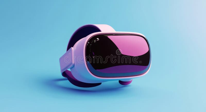 A Purple Virtual Reality Headset is Set Against a Blue Background To ...
