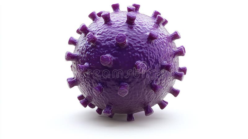 Purple Virus Model on White Background, Microscopic View, Health ...