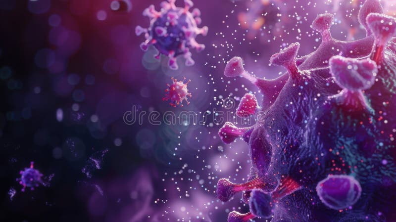 Purple Virus Particles Close Up Stock Photo - Image of study ...
