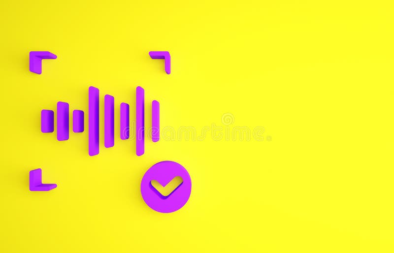 Purple Voice Recognition Icon Isolated on Yellow Background. Voice ...