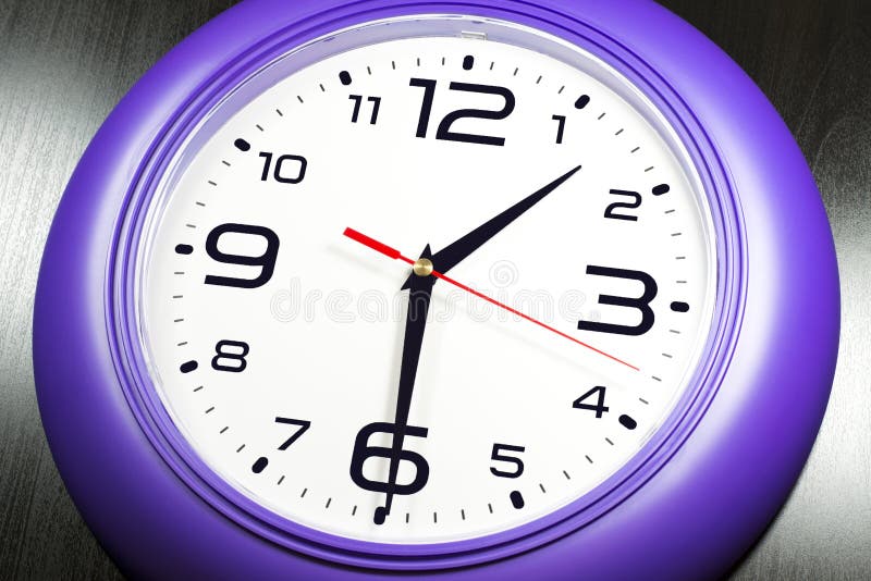 Purple wall clocks stock photo. Image of deadline, business - 65886130