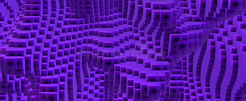 Purple Wall of Cubes with Optical Illusion Background Stock ...
