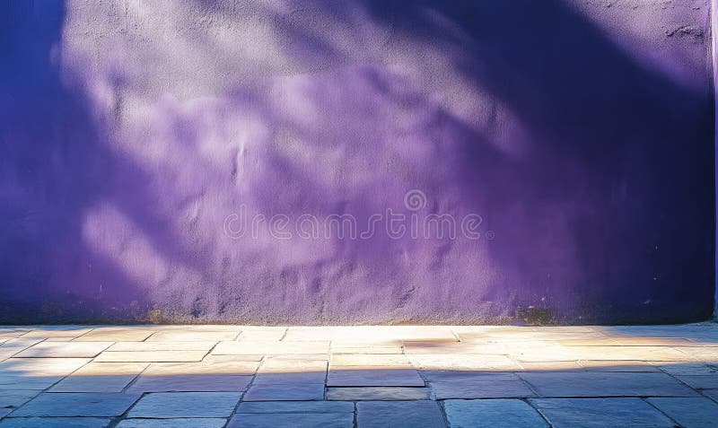 Purple Wall with Shadows, Textured Surface, Sunlight Casting Patterns ...