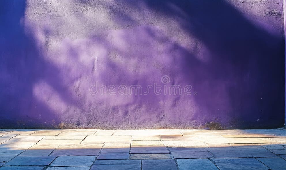 Purple Wall with Shadows, Textured Surface, Sunlight Casting Patterns ...