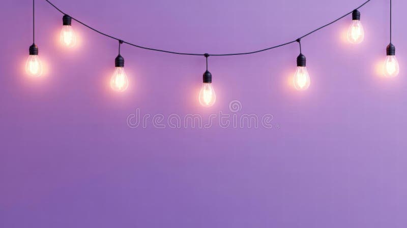 Purple Wall with String Lights Stock Photo - Image of light, dreamy ...