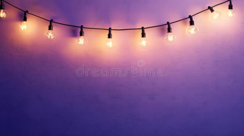 Purple Wall with String Lights Stock Photo - Image of home, mood: 352538188