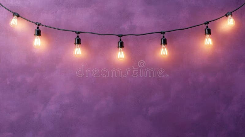 Purple Wall with String Lights for Background Design Stock Photo ...