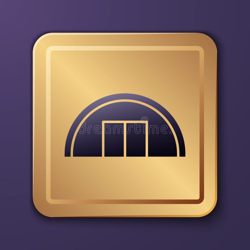 Purple Warehouse Icon Isolated on Purple Background. Gold Square Button ...