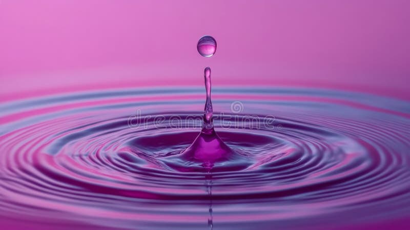 Purple Water Drop Splashing in Pink Ripples Stock Illustration ...