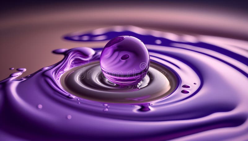 Purple Water Drop Splashing on the Surface. 3d Rendering Stock ...