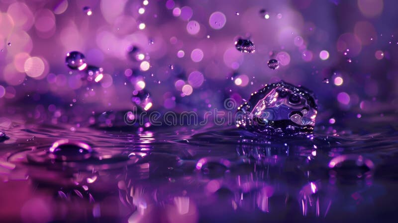 Purple Water Droplets and Splashes Stock Image - Image of splash, color ...