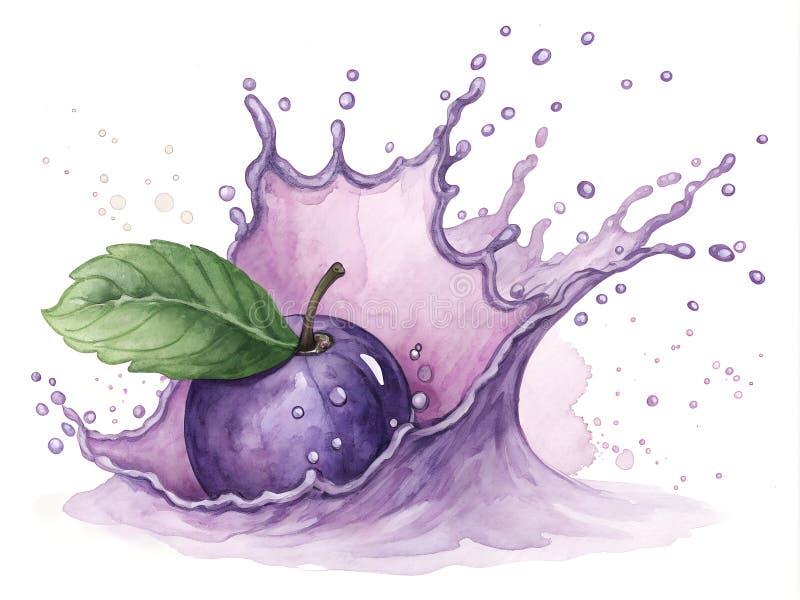 Purple Watercolor Splash with Leaf Design for Art Projects and Decor ...