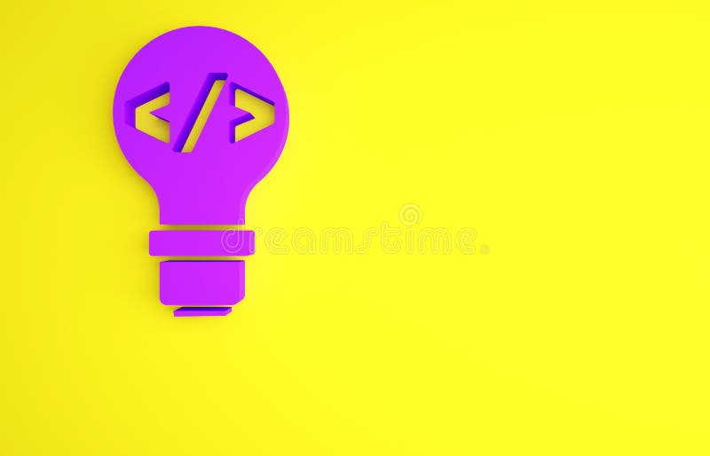Purple Web Design and Front End Development Icon Isolated on Yellow ...
