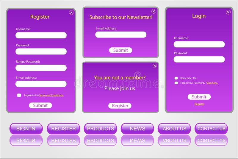 The Login Page. Purple Gradient. Sign In Form. Stock Vector ...