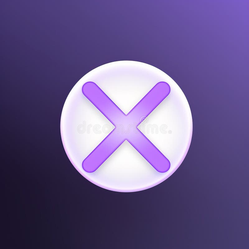 A Purple and White Button with an X on it Stock Illustration ...