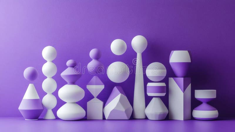Purple and White Geometric Shapes, a Balanced Composition Stock ...