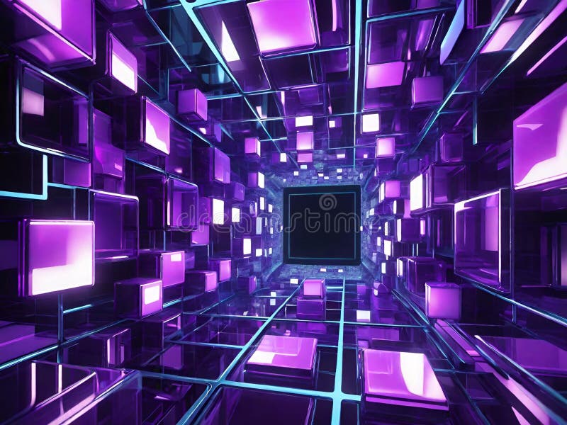 Purple and White Interior with Future and Neon Lights Stock ...