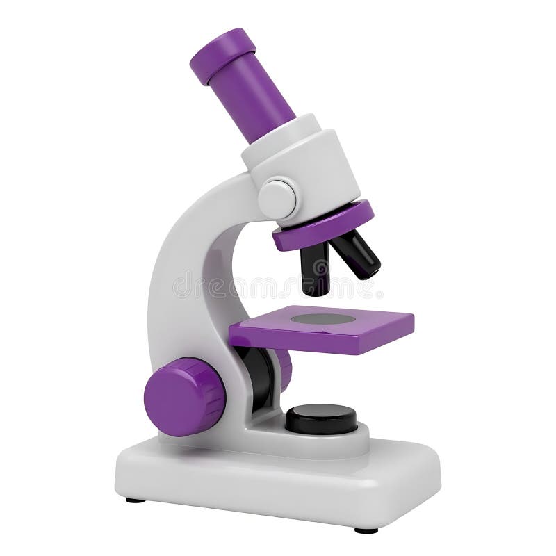 Purple and White Microscope for Science Research and Education Stock ...