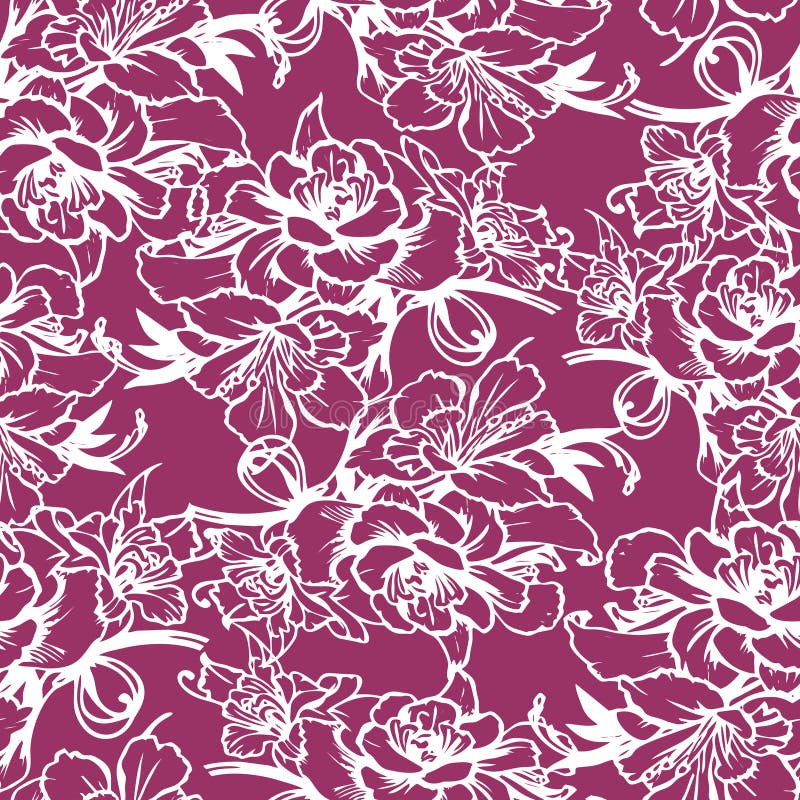 Purple and White Rose Flowers Seamless Pattern, Texture Stock ...
