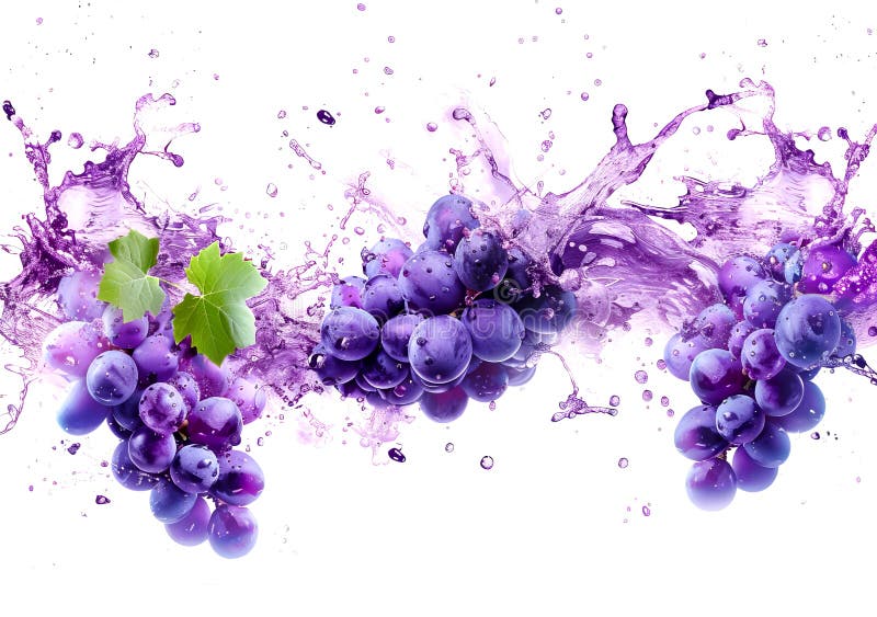 Purple Wine Spills from Plump Grapes, Creating a Dynamic Splash with ...