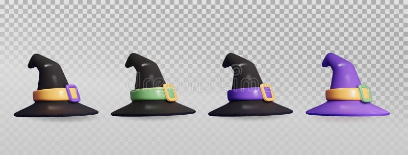 Purple Witch Hat Isolated. Halloween Realistic 3d Decor Stock Vector ...