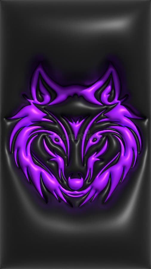 Purple Wolf Soft Convex on Black Background Stock Illustration ...