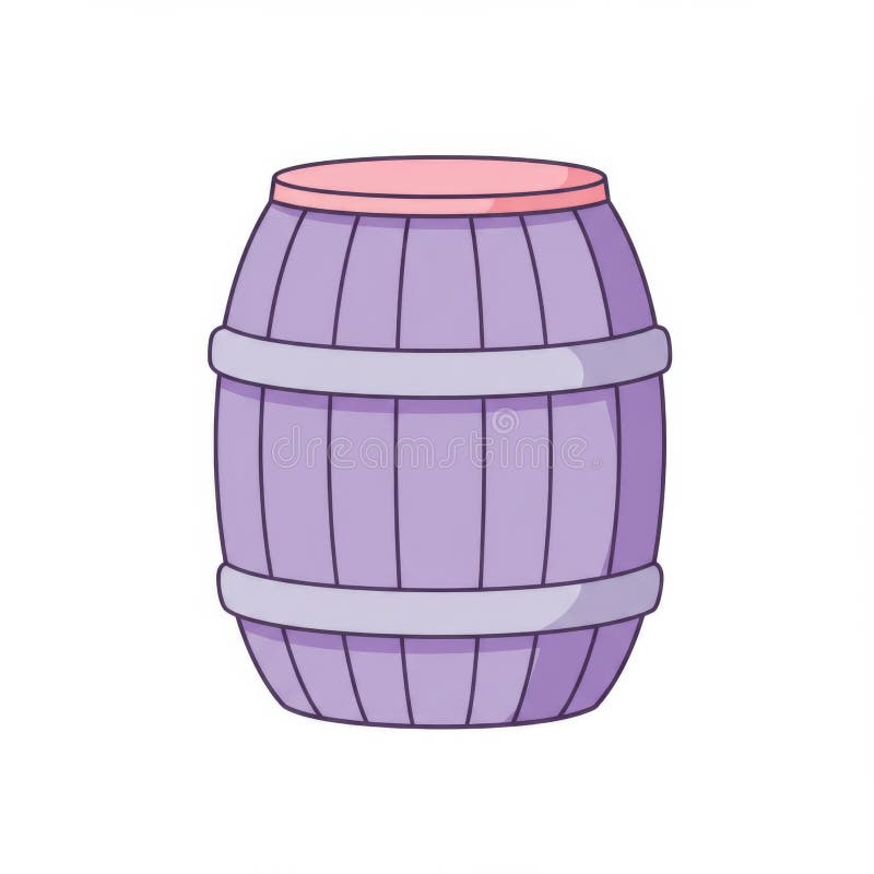 Purple Wooden Barrel Illustration on White Background Stock ...