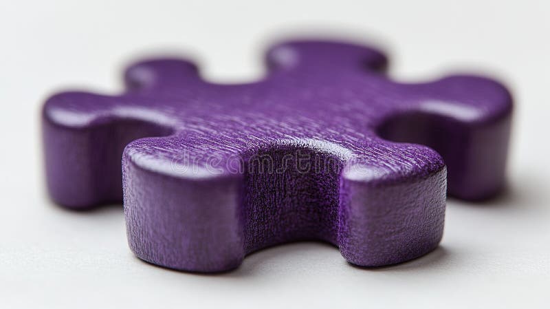 Purple Wooden Puzzle Piece, Close-up, White Background, Problem-solving ...