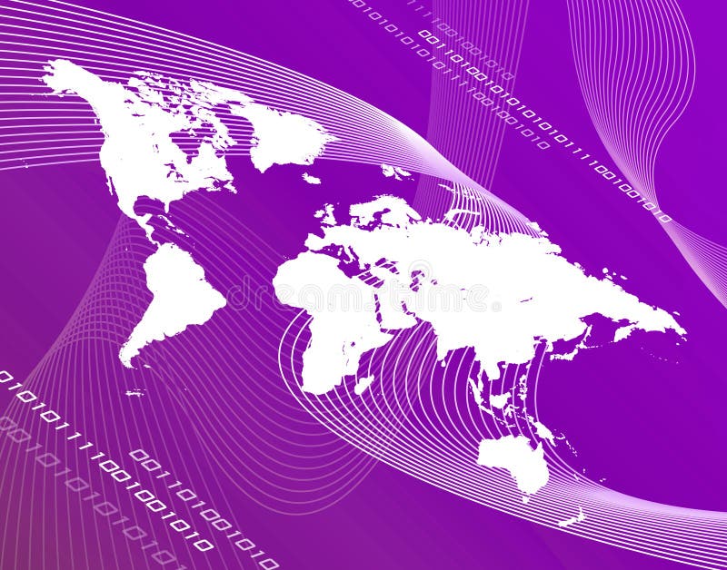 Purple Binary Wave Globe stock illustration. Illustration of travel ...