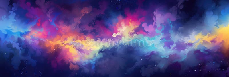 Purple Yellow Blue Space , Panoramic Background Stock Illustration ...