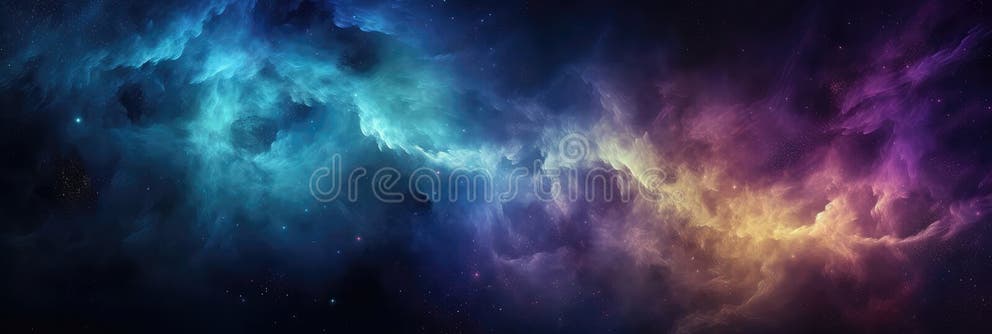 Purple Yellow Blue Space , Panoramic Background. Generative AI Stock ...