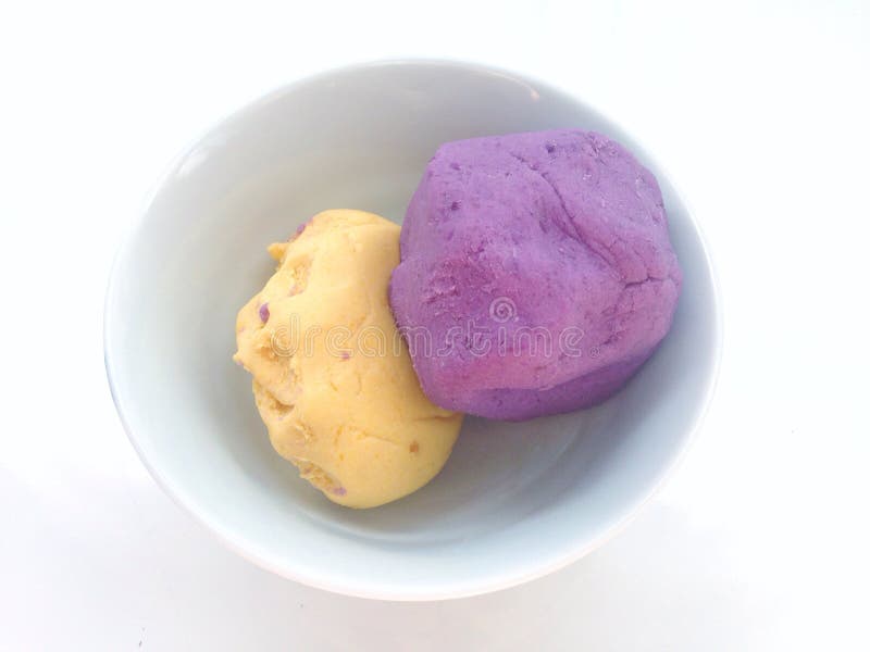Purple and Yellow Dough in the Bowl Stock Photo - Image of purple ...