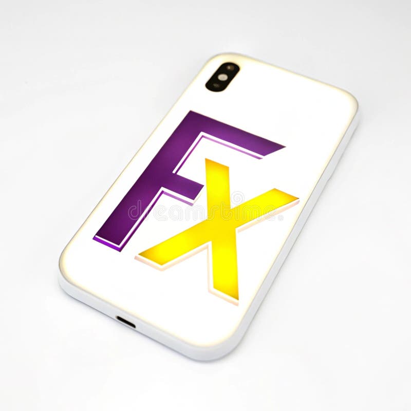 Purple and Yellow FX Symbol on White Background Stock Illustration ...