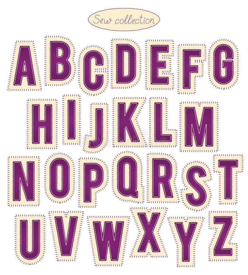 Purple and Yellow Stitch Alphabet Stock Vector - Illustration of letter ...