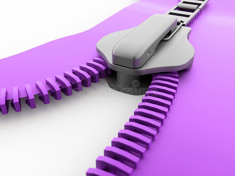 Purple zip rendered stock illustration. Illustration of open - 49307278