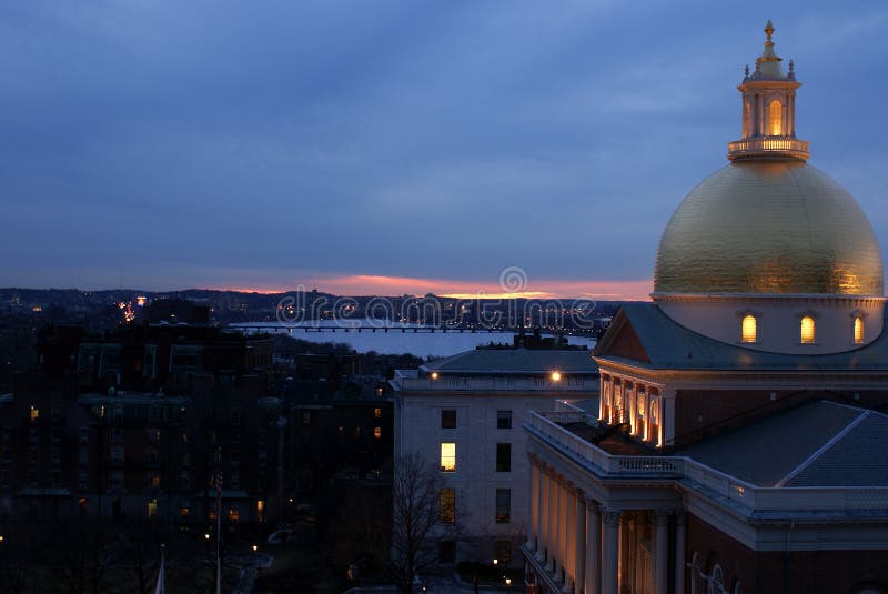 Purplish Boston Sunset stock image. Image of river, late - 2000875