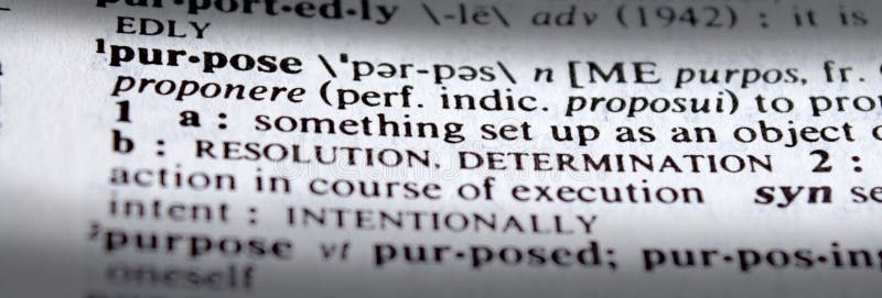 Purpose Defined Text Word in Dictionary Stock Photo - Image of decision ...