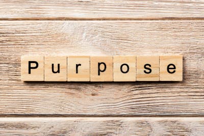 Purpose Word Written on Wood Block. Purpose Text on Table, Concept ...