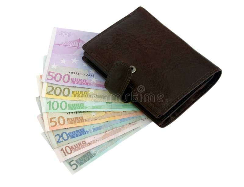 Purse and Euro Banknotes from Five Up To Five Hundred Stock Photo ...