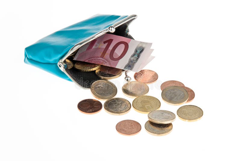 Purse with euro coins stock photo. Image of limit, currencies - 21841800