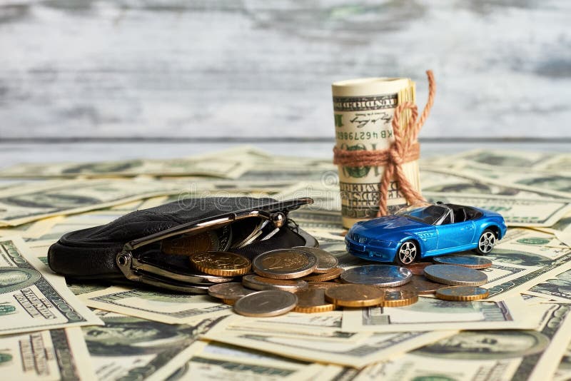 Purse, money and car. stock photo. Image of planning - 86022754