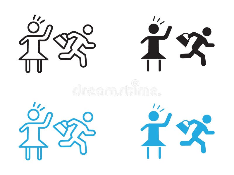 Purse Snatcher Icon Black And White Vector Outline Sign Stock Vector Illustration Of Burglary