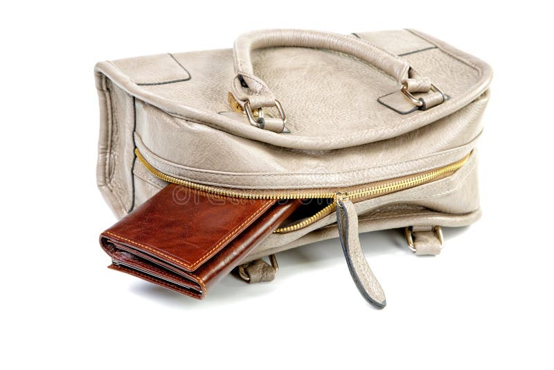 The Purse Sticks Out of a Female Handbag Stock Photo - Image of beauty ...